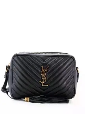 Saint Laurent Lou Camera Bag Matelasse Chevron Leather Small Crossbody Bag - Black