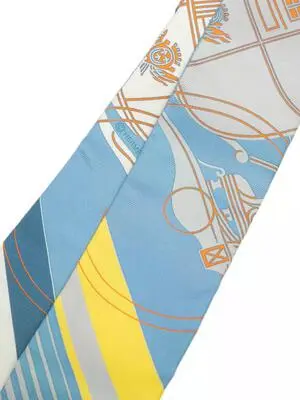 Hermès 2020-2026 Ex Libris Silk Twilly Scarf Scarves - Blue