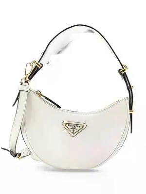 Prada Arque Half Moon Leather Small Hobo Bag - White