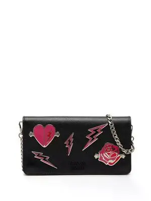 Prada 2013-2026 Saffiano Metal Applique Wallet On Chain Crossbody Bag - Black