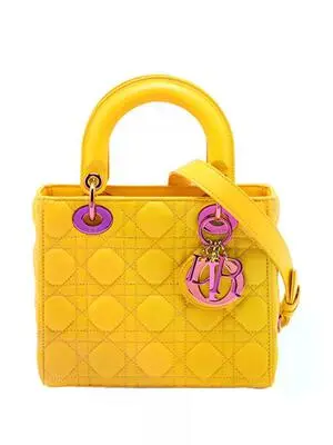 Dior 2000-2026 Small Lambskin Cannage My Abcdior Lady Satchel - Yellow