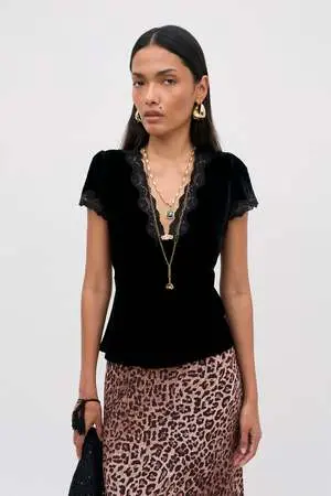 Rixo Karia Velvet Regular - Black