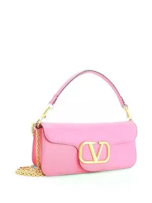 Valentino Garavani Vlogo Loco Flap Shoulder Bag Leather Medium Clutch Bag