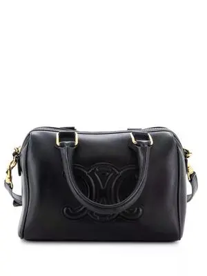 Celine Cuir Triomphe Boston Bag Leather Small Satchel - Black
