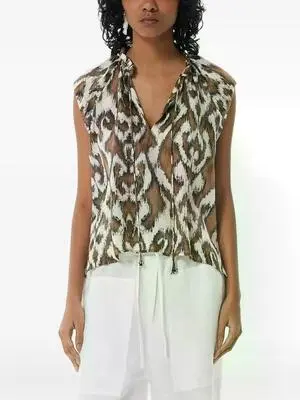 MARIA CHER Moreno Keyla Printed Silk Blouse - White