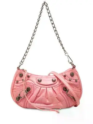 Balenciaga 2010-2026 Mini Embossed Leather Motocross Le Cagole Satchel - Pink