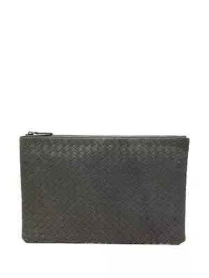 Bottega Veneta 2012-2026 Nappa Intrecciato Zip Clutch Bag - Grey