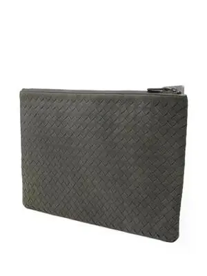 Bottega Veneta 2012-2026 Nappa Intrecciato Zip Clutch Bag - Grey