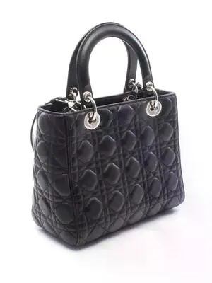 Dior 2000-2026 Medium Lambskin Cannage Lady Satchel - Black