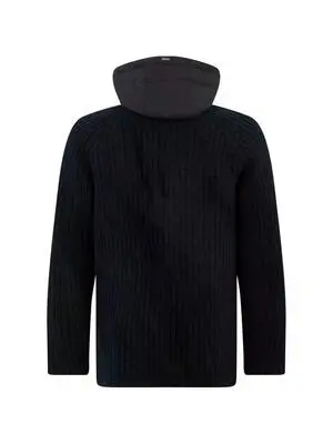 Herno Ribbed-knit Hooded Cardigan