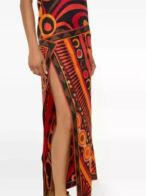 Emilio Pucci Marmo And Soleil Prints Asymmetrical Silk Dress