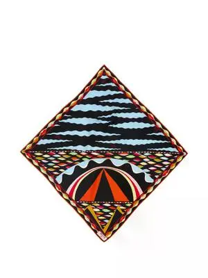 Emilio Pucci Mixed Print Silk Scarf - Black