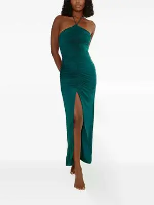 MAYGEL CORONEL Marquesa Ruched Halterneck Maxi Dress