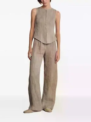 CORTANA Lupe Striped Linen Wide-leg Trousers - Blue