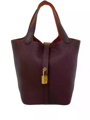 Hermès 2015 Clemence And Swift Picotin Lock 18 Eclat Handbag - Red