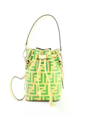 Fendi Mon Tresor Zucca Embossed Leather Mini Bucket Bag - Green