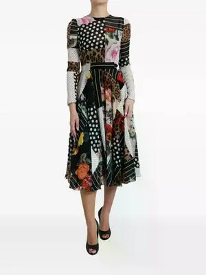 Dolce & Gabbana Patchwork-design Floral-print Midi Dress