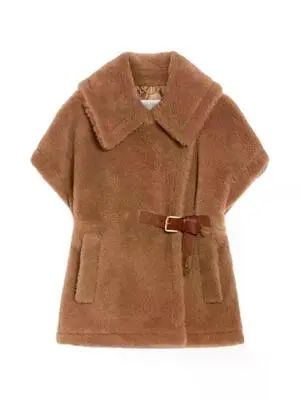 Max Mara Belted Faux-shearling Jacket - Brown