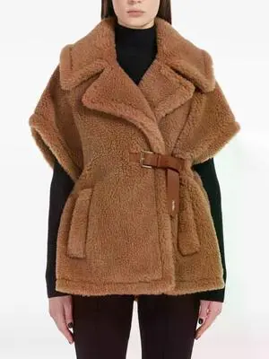 Max Mara Belted Faux-shearling Jacket - Brown