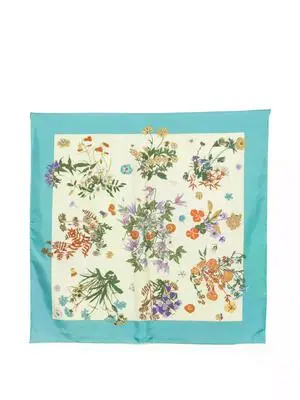 MANTERO 1902 Floral-print Silk Scarf - Blue