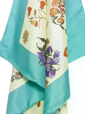 MANTERO 1902 Floral-print Silk Scarf Blue