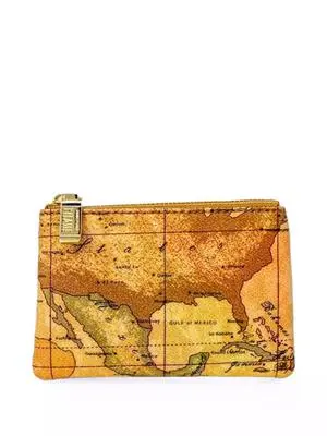 ALVIERO MARTINI 1° CLASSE Geo Map Coin Purse - Brown