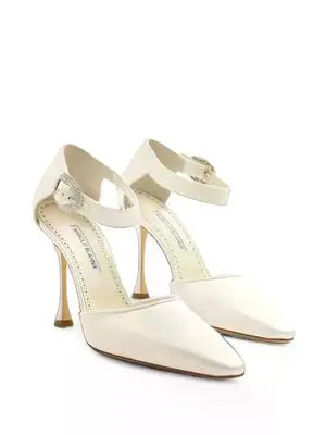 Manolo Blahnik Zutonplan Crystal-buckle Satin Pumps