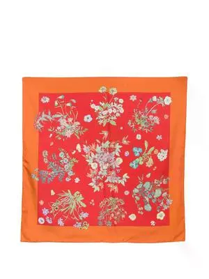MANTERO 1902 Floral-print Silk Scarf - Red