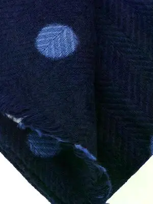 Altea Polka-dot Herringbone-weave Scarf - Blue