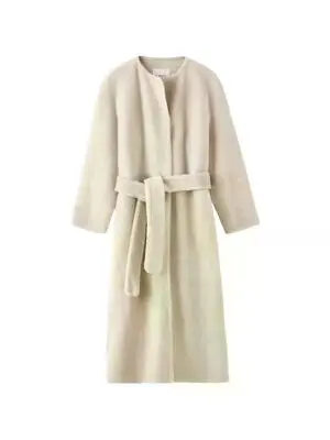 Almada Label Shea Belted Shearling Coat - Neutrals