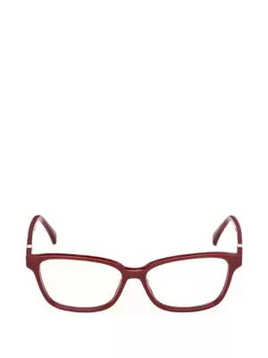Max Mara Logo-plaque Rectangle-frame Glasses - Red