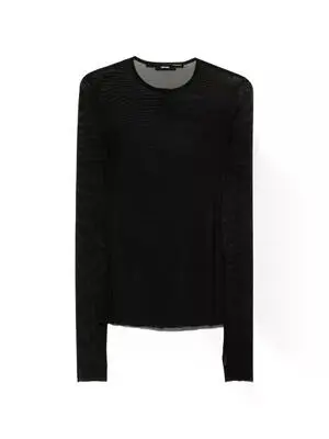 Isabel Benenato Semi-sheer Top - Black