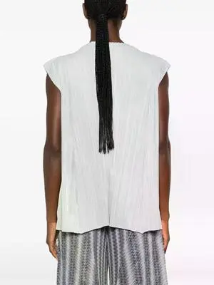 Issey Miyake Pleated Sleeveless Top - Grey
