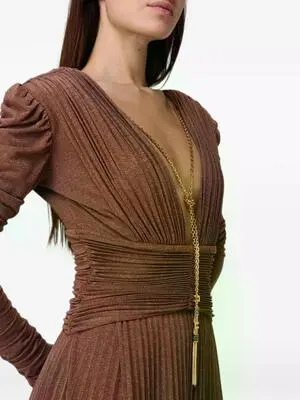 Elisabetta Franchi Long-sleeve Pleated Maxi Dress