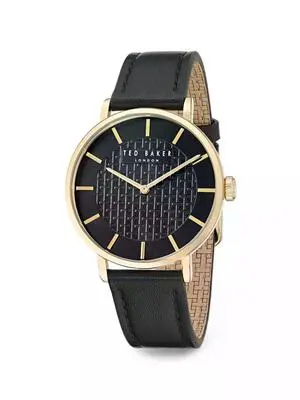 Ted Baker London Woven-texture Dial 41mm Watch - Black