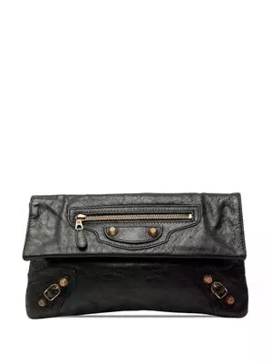 Balenciaga 2012 Lambskin Motocross Giant 12 Envelope Clutch Bag - Black