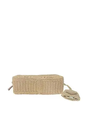Prada 2013-2026 Yarn Effect Raffia Crochet Brique Crossbody Bag