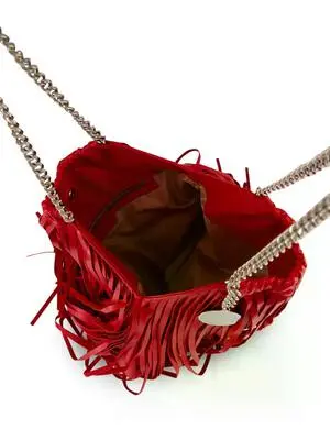 Stella McCartney Falabella Fringe Drawstring Shoulder Bag - Red