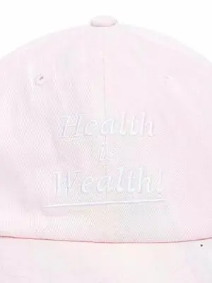 Sporty & Rich Health Is Wealth Embroidered-slogan Baseball Cap