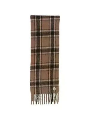 Moncler Plaid Fringed Scarf - Brown