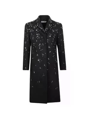 JIL SANDER Crystal-embellished Wool Coat - Black