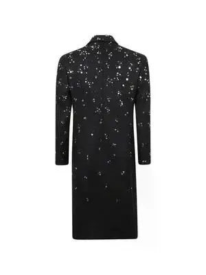JIL SANDER Crystal-embellished Wool Coat - Black
