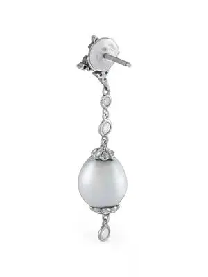 LB EXCLUSIVE Diamond And Pearl Drop Earrings - Silver