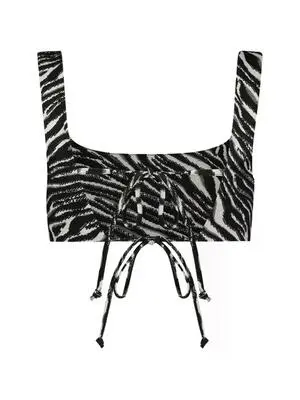 Matthew Bruch Anna Zebra-print Crop Top