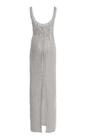 Monique Lhuillier Embroidered Tulle Scoop-neck Maxi Dress