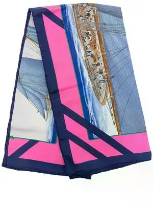 Hermès 20th Century Rafales Silk Scarf 90 Scarves - Blue