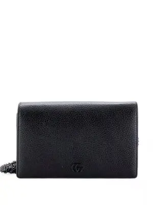 Gucci Petite Gg Marmont Chain Wallet Leather Mini Crossbody Bag - Black