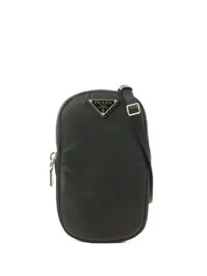 Prada Enamelled Triangle Logo Phone Shoulder Bag