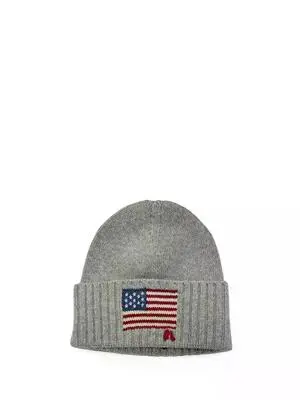 Polo Ralph Lauren Flag-intarsia Wool-blend Beanie - Grey