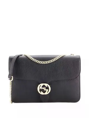 Gucci Interlocking Leather Medium Shoulder Bag - Black